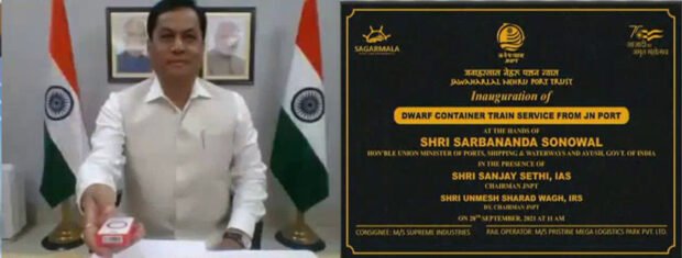 Sarbananda Sonowal flags-off Dwarf Container Train at JNPT - India ...