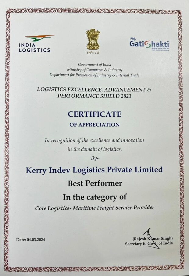 Kerry Indev Logistics recognised as Best Performer by MoCI's LEAPS 2023 ...