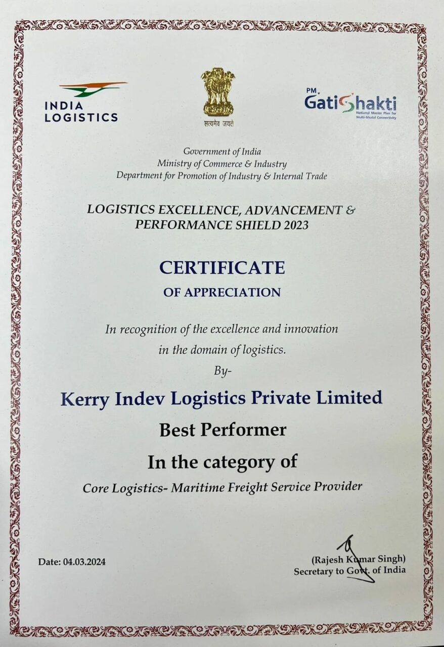 Kerry Indev Logistics recognised as Best Performer by MoCI's LEAPS 2023 ...